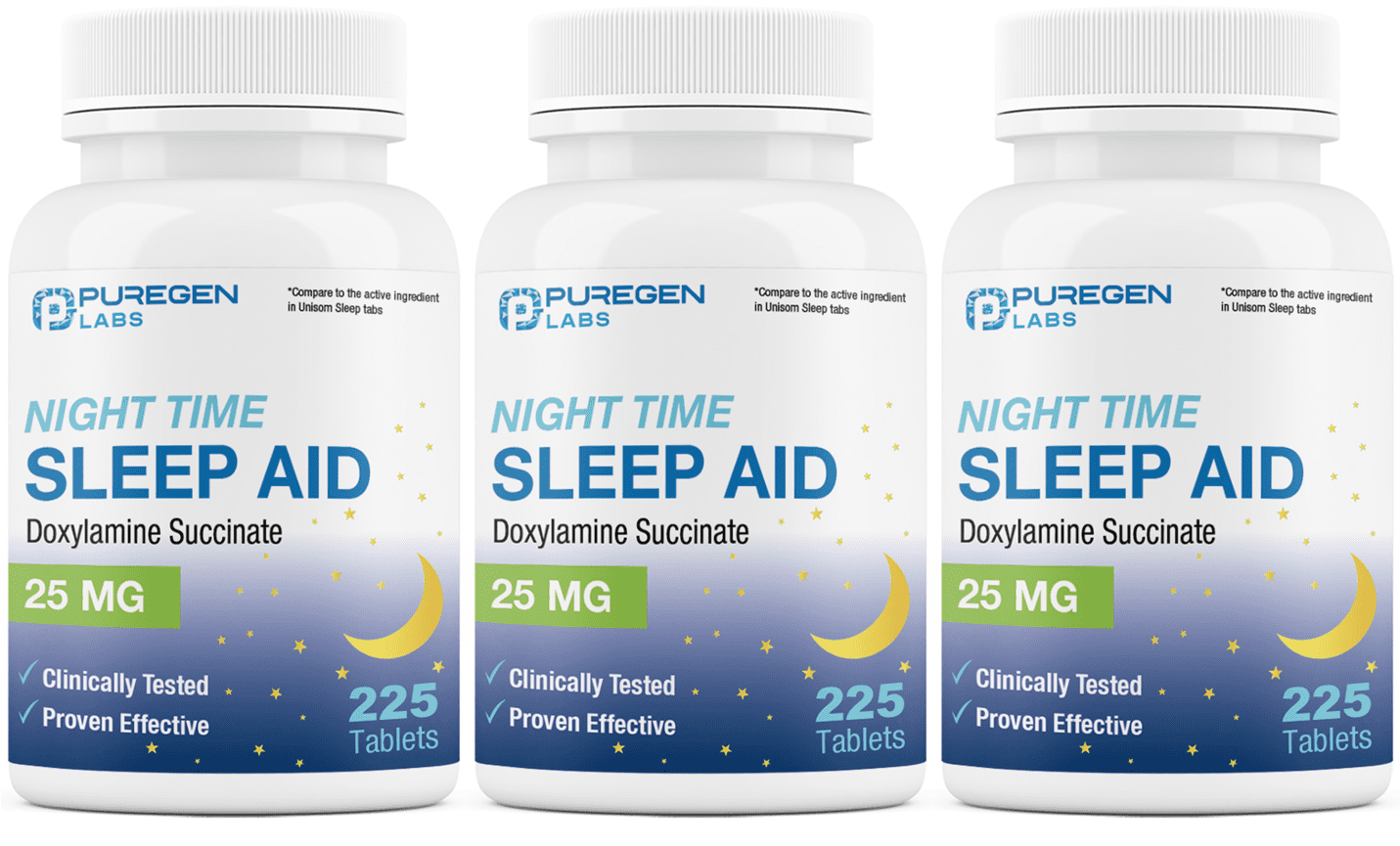 Puregen Labs Sleep Aid Tablets, Doxylamine Succinate 25mg, 225 Count ...