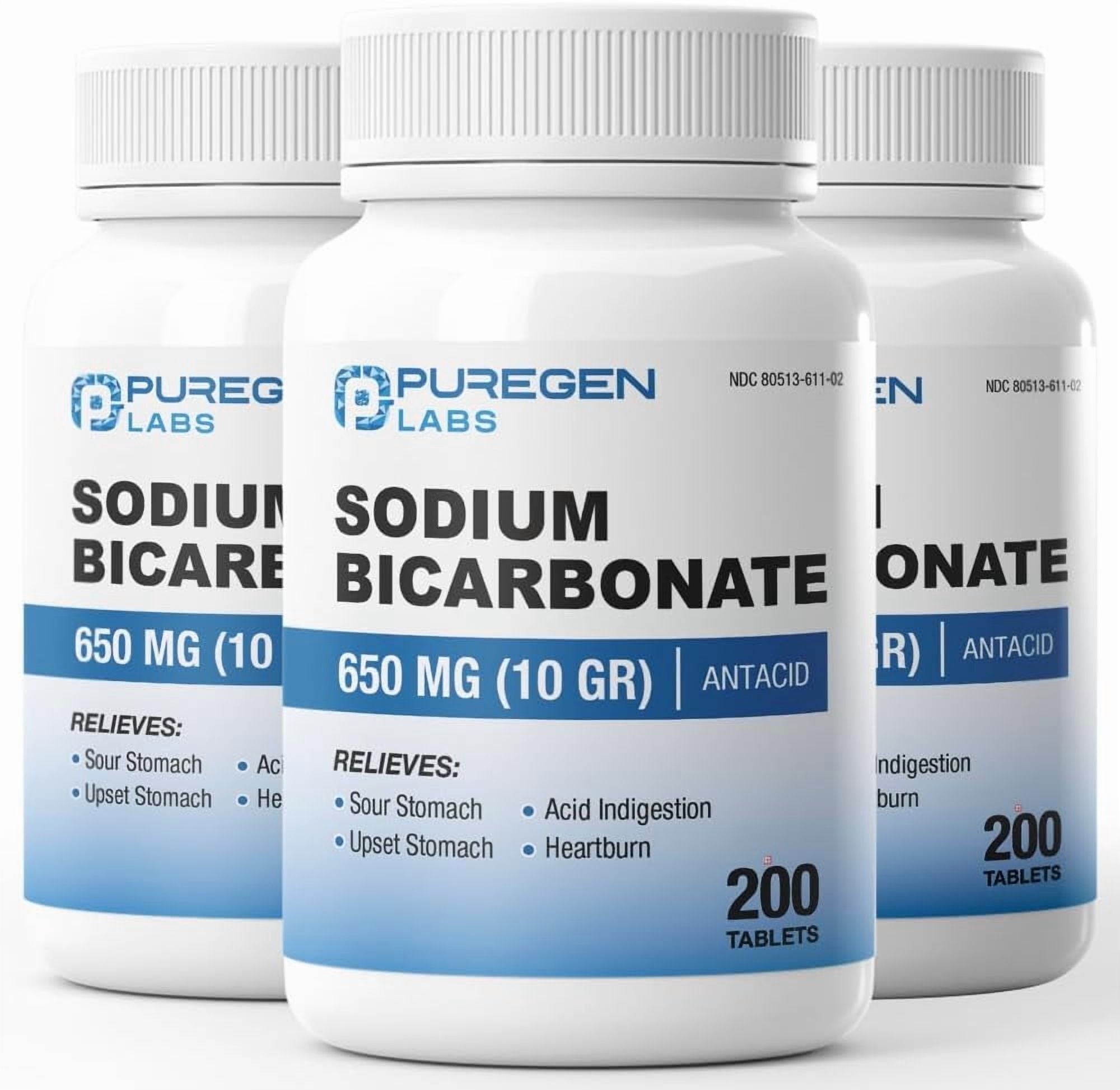 Puregen Labs Sodium Bicarbonate Tablets 650mg (10 Grains) - 200 Count ...