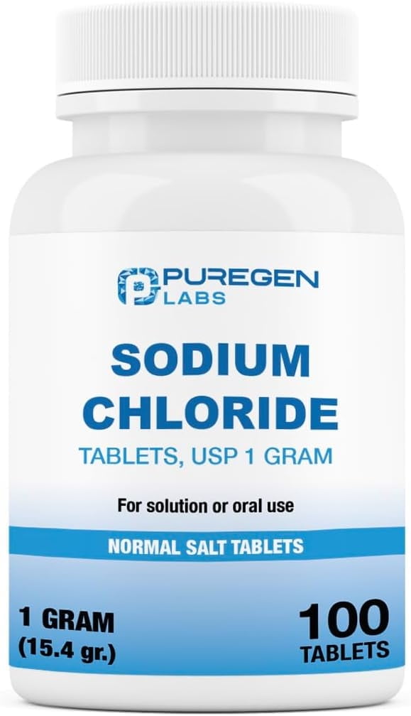 Puregen Labs Sodium Chloride 1000 mg USP - Electrolytes Replenisher ...