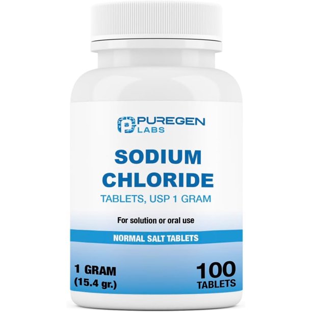Puregen Labs Sodium Chloride 1000 mg USP - Electrolytes Replenisher ...