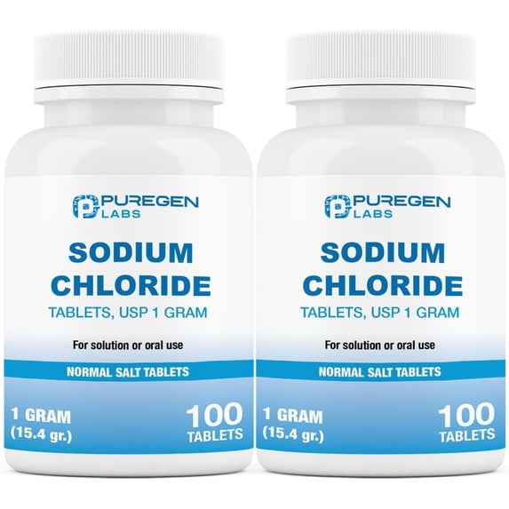Puregen Labs Sodium Chloride 1000 mg USP - Electrolytes Replenisher ...