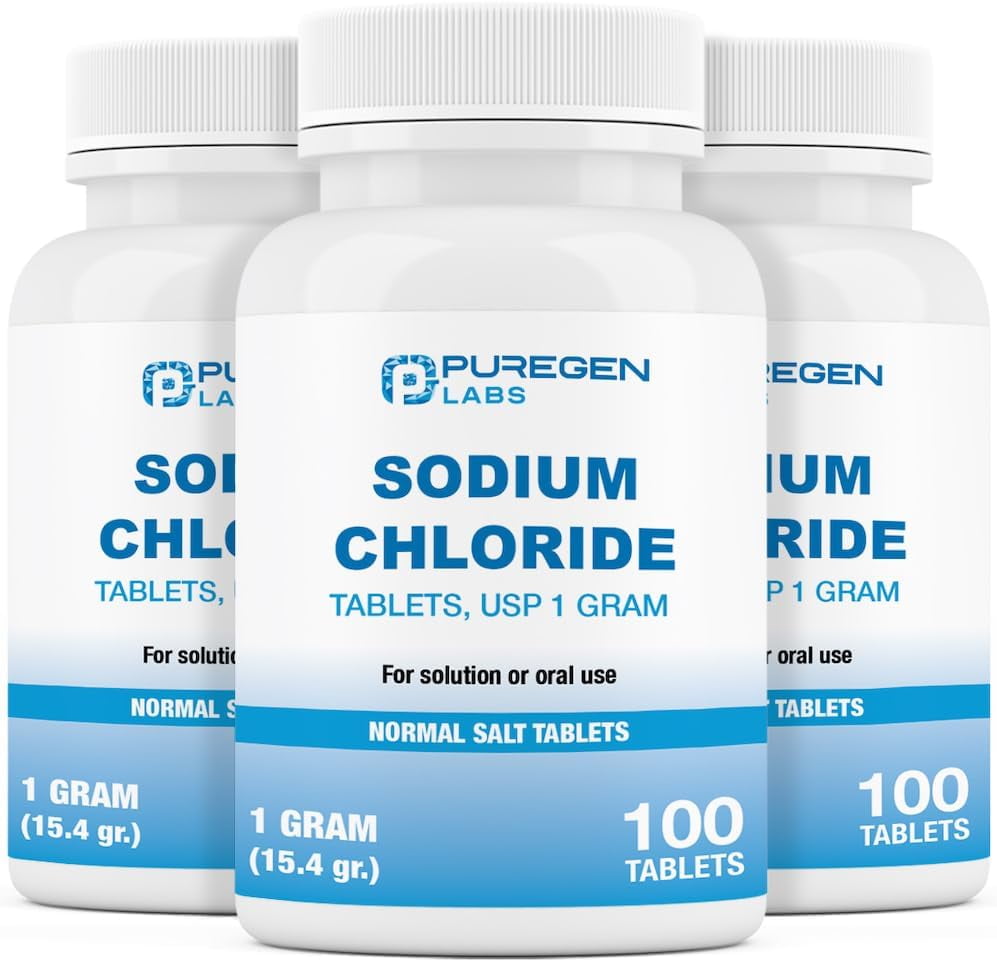 Puregen Labs Sodium Chloride 1000 mg USP - Electrolytes Replenisher ...