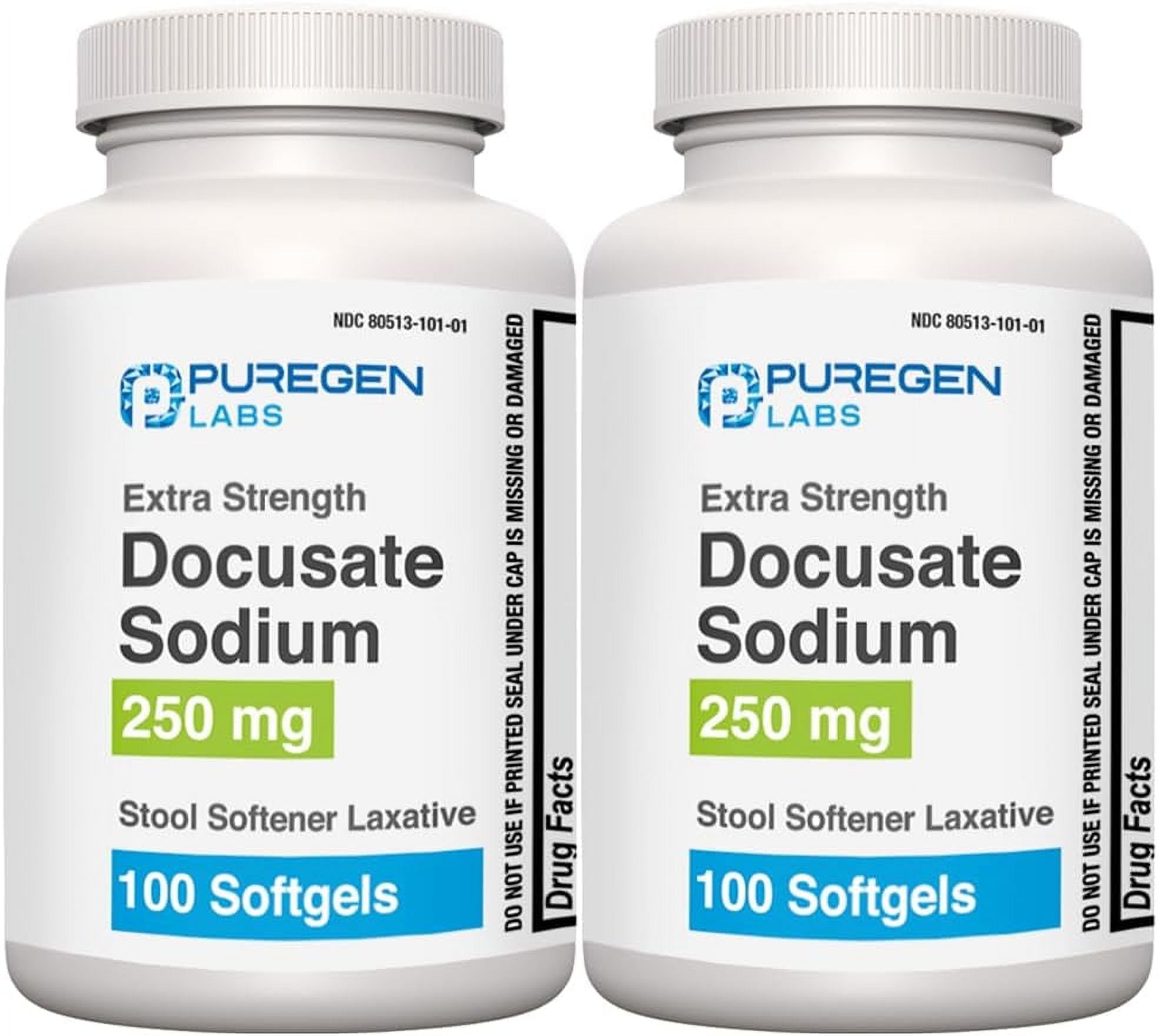 Puregen Labs Stool Softener Laxative, Docusate Sodium 250 mg, 100 ...