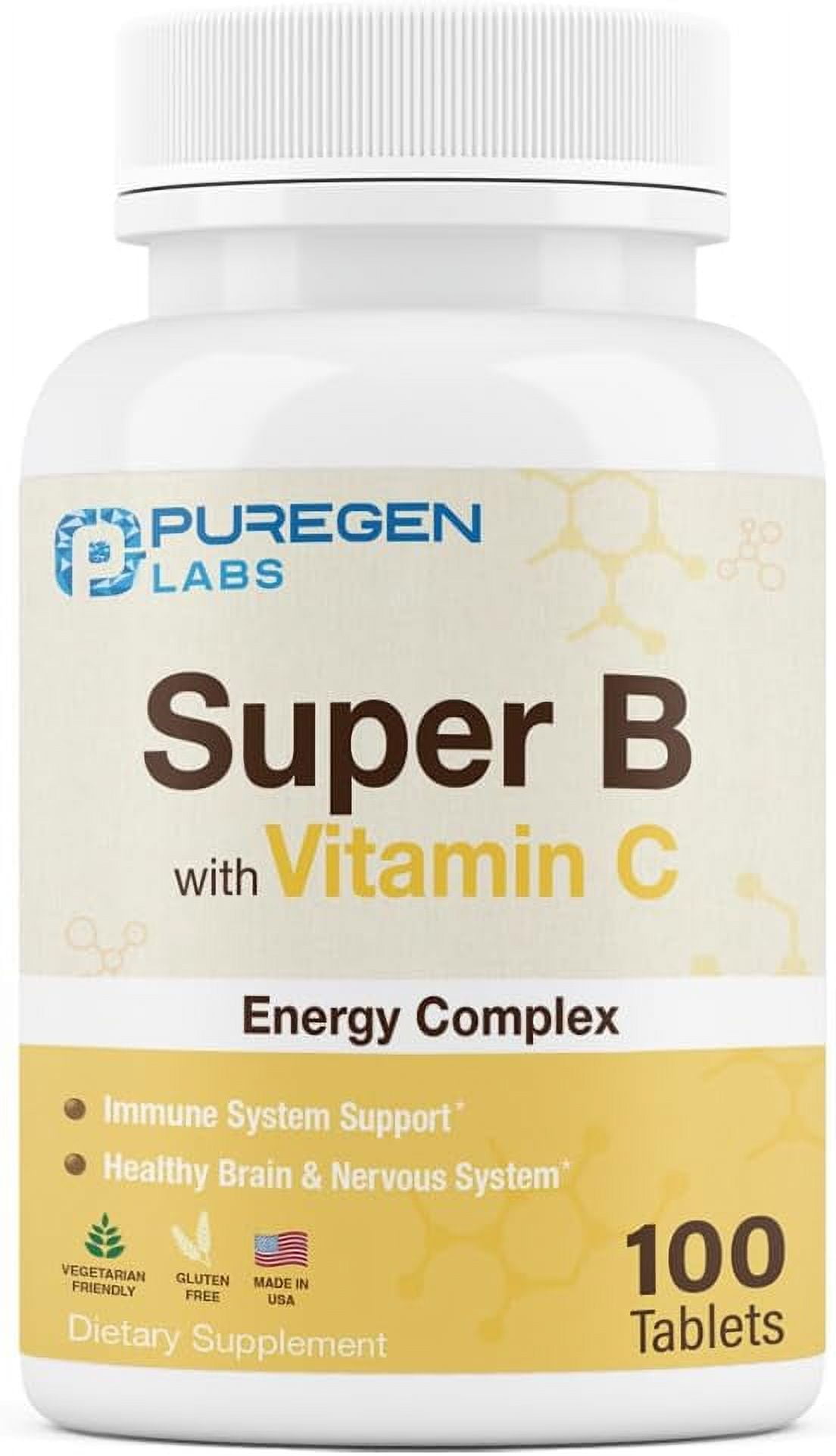 Puregen Labs Super B Energy Complex with Vitamin C 100 Vegetarian ...
