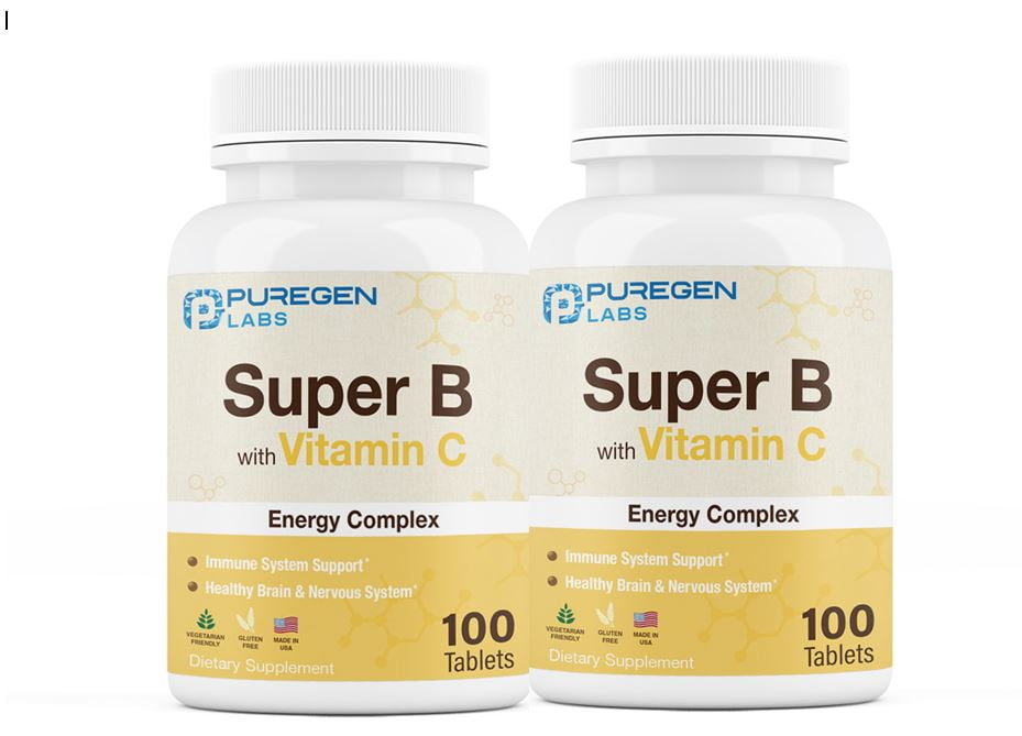 Puregen Labs Super B Energy Complex with Vitamin C for Immune Health ...