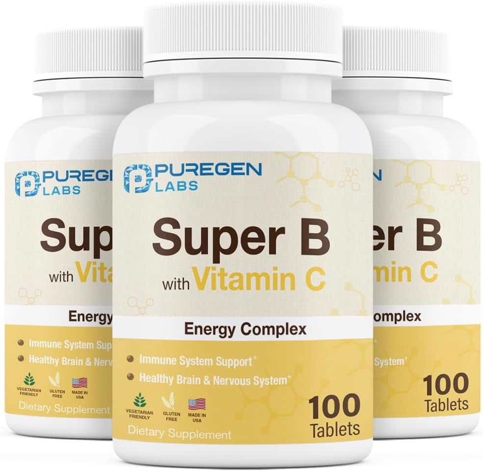 Puregen Labs Super B Energy Complex with Vitamin C for Immune Health ...