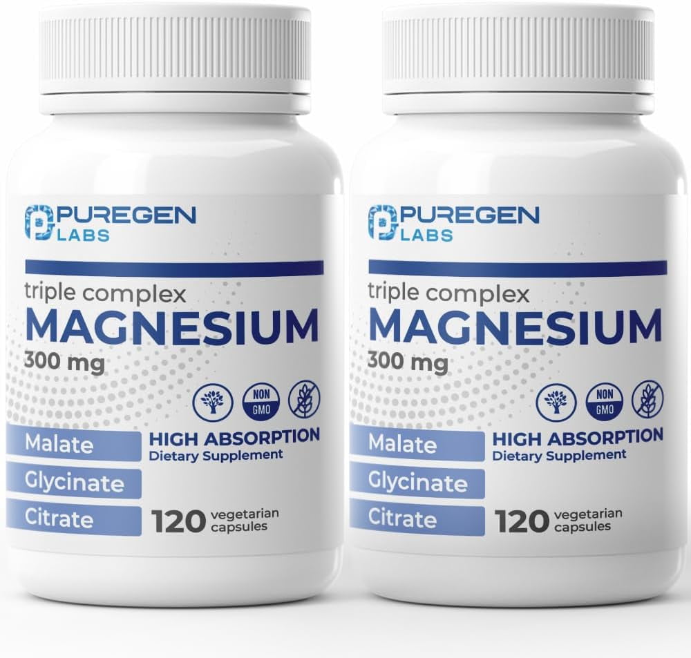 Puregen Labs Triple Magnesium Complex - High Absorption, Non-GMO, No ...