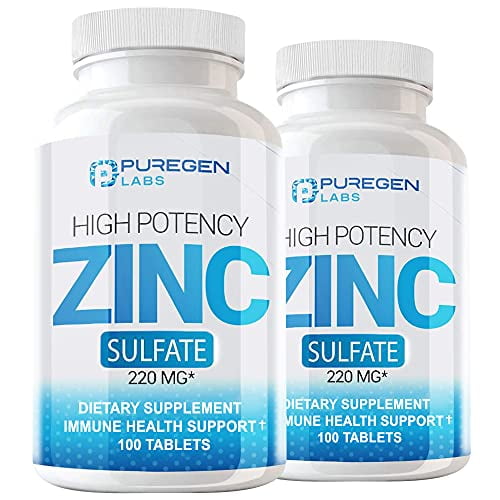 Puregen Labs High Potency Zinc Sulfate 220mg - Supplement for Immune ...