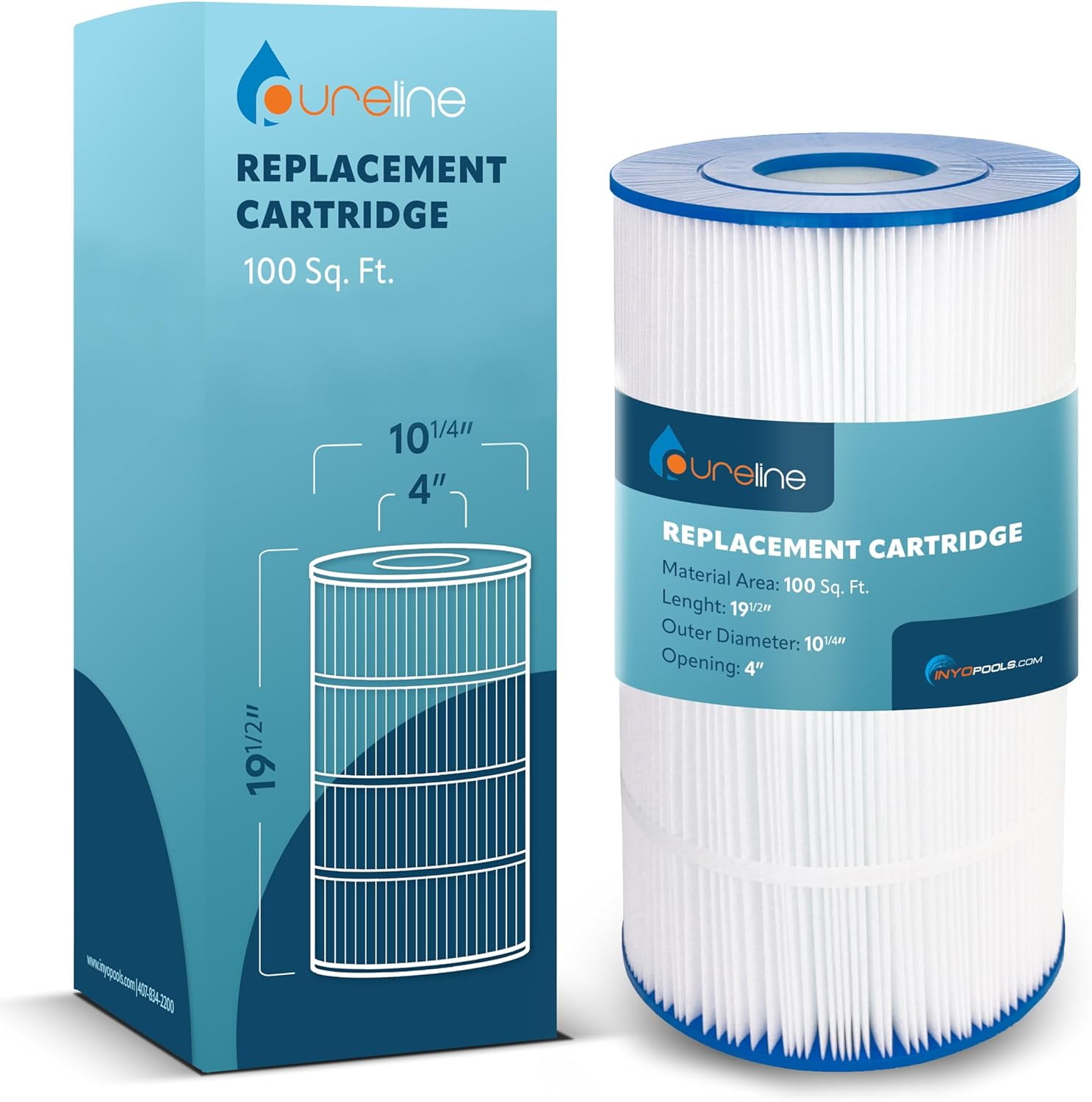 Pureline Pool Replacement Cartridge Filter, 100 Sq Ft, PL0165 ...