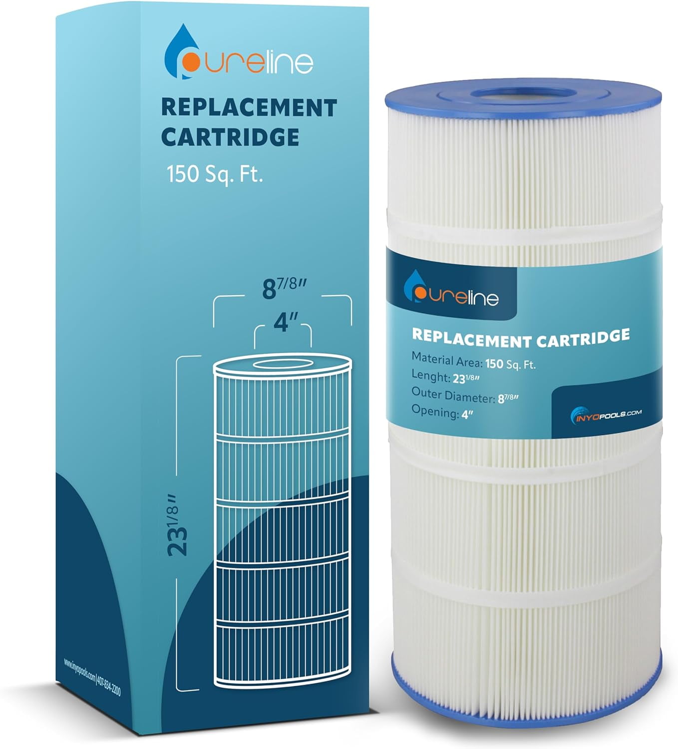 Pureline Pool Replacement Cartridge Filter, 150 Sq Ft, PL0122 ...