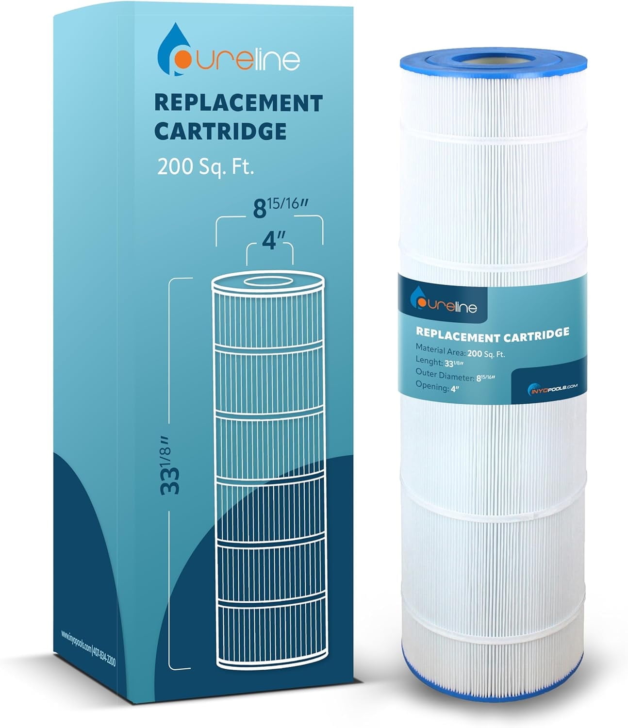 Pureline Pool Replacement Cartridge Filter, 200 Sq Ft, PL0127 ...