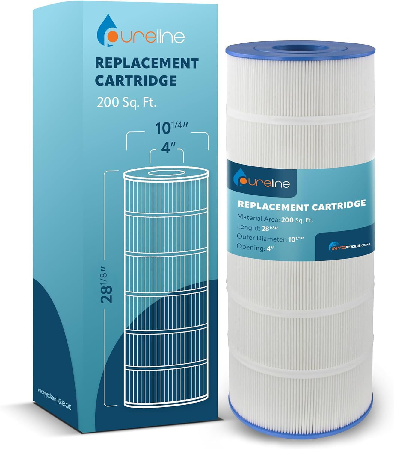 Pureline Pool Replacement Cartridge Filter, 200 Sq Ft, PL0167 ...