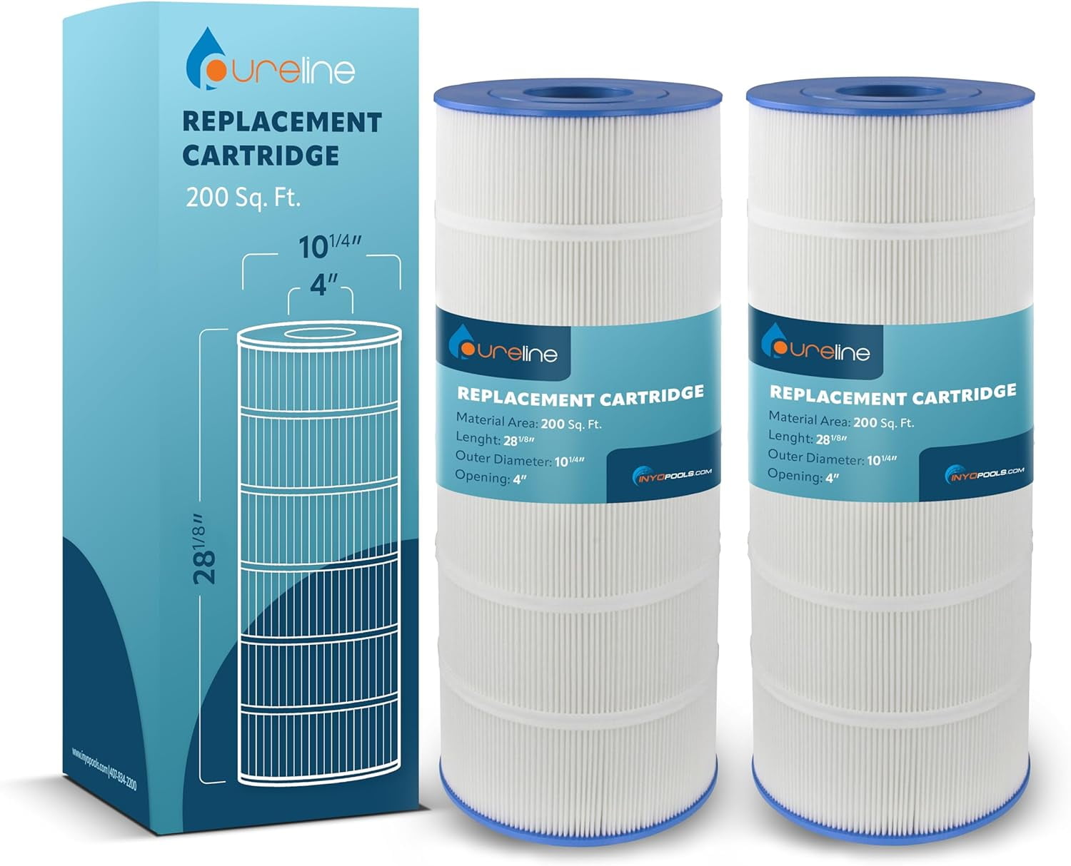 Pureline Pool Replacement Cartridge Filter, 200 Sq Ft, PL0167 ...