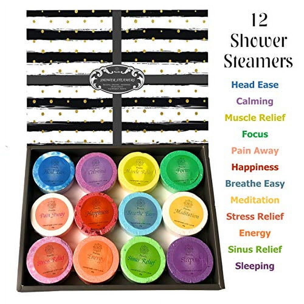 Purelis Shower Steamer Gift Box. Set of 12 Aromatherapy Shower and Bath ...