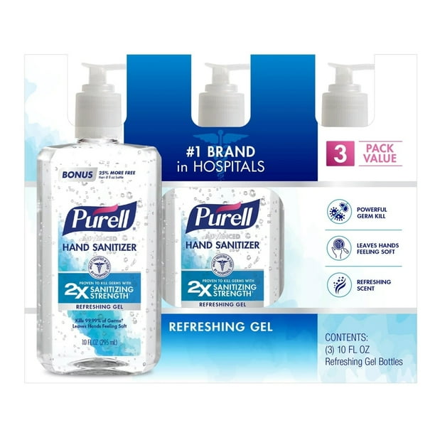 Purell Advanced Hand Sanitizer Refreshing Gel, 10 Fluid Ounce (Pack of ...