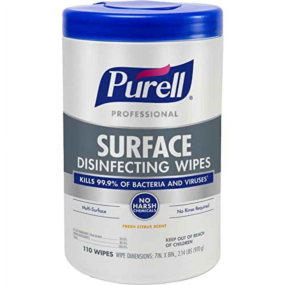Purell® Professional Surface Disinfecting Wipes, 7" x 8", 110 Wipes Per ...
