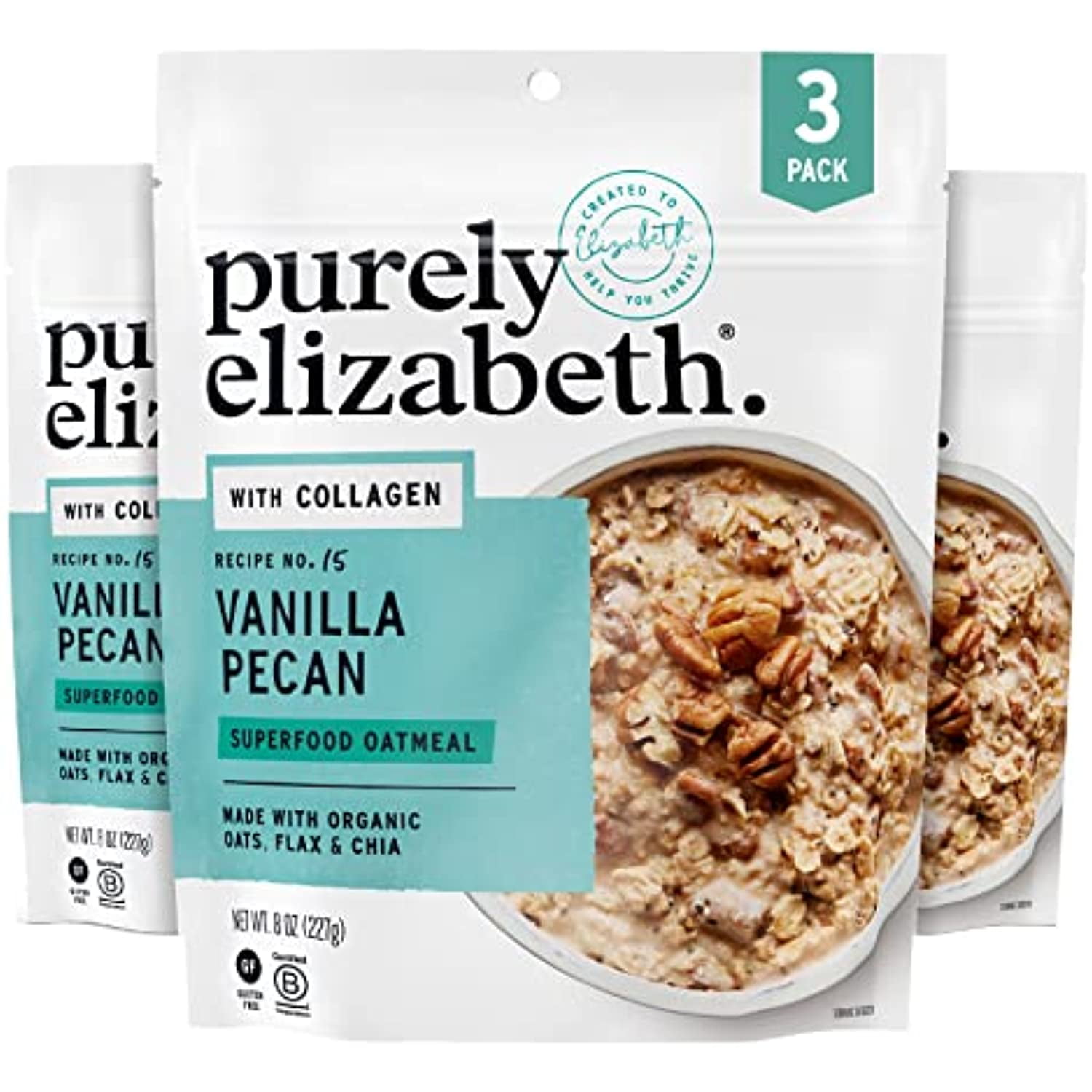 Purely Elizabeth Collagen Protein Oats, Vanilla Pecan, Amaranth, Quinoa ...