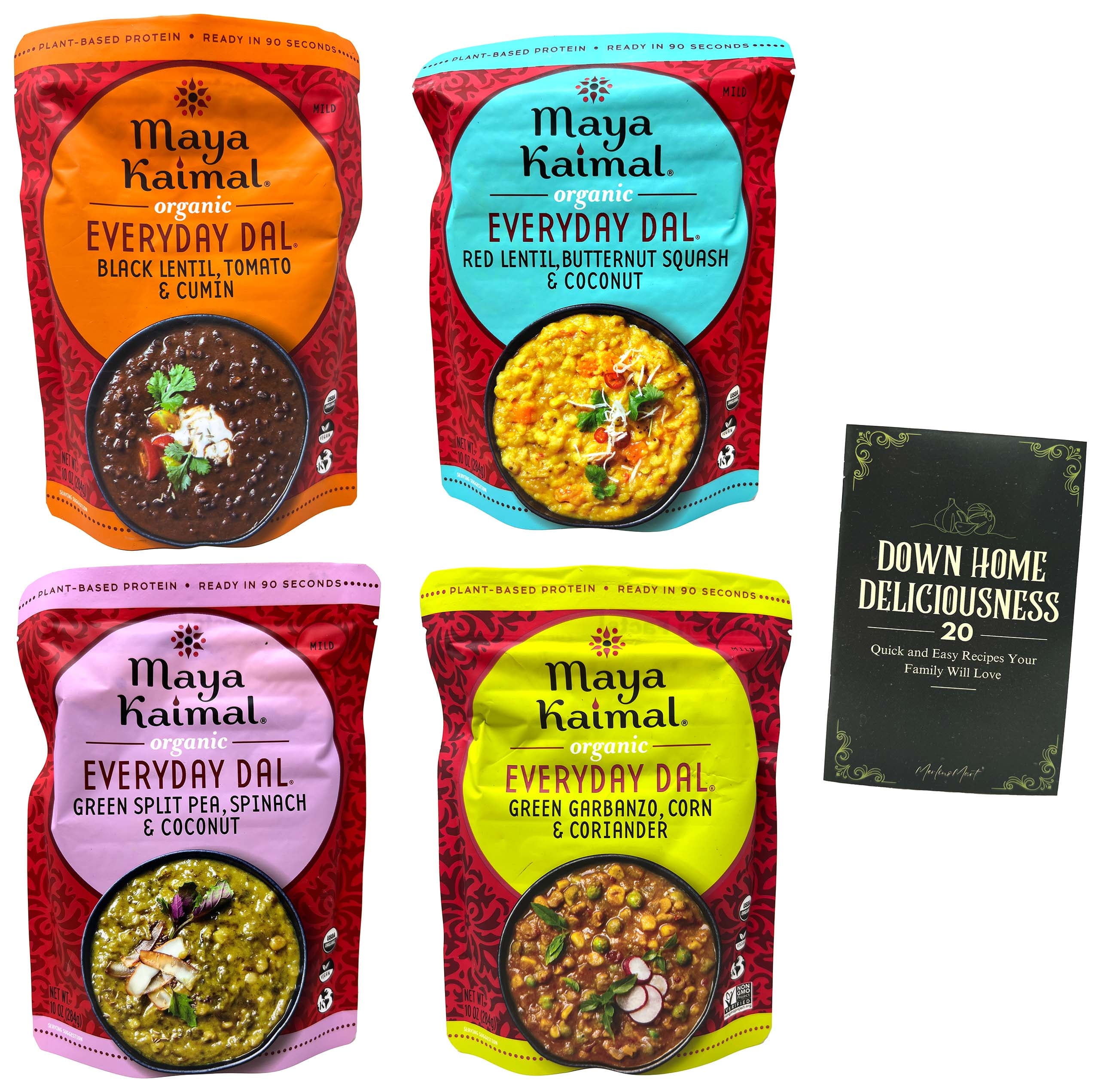 Maya Kaimal Organic Everyday Dal 4 Flavor (1) each: Black Lentil, Green ...