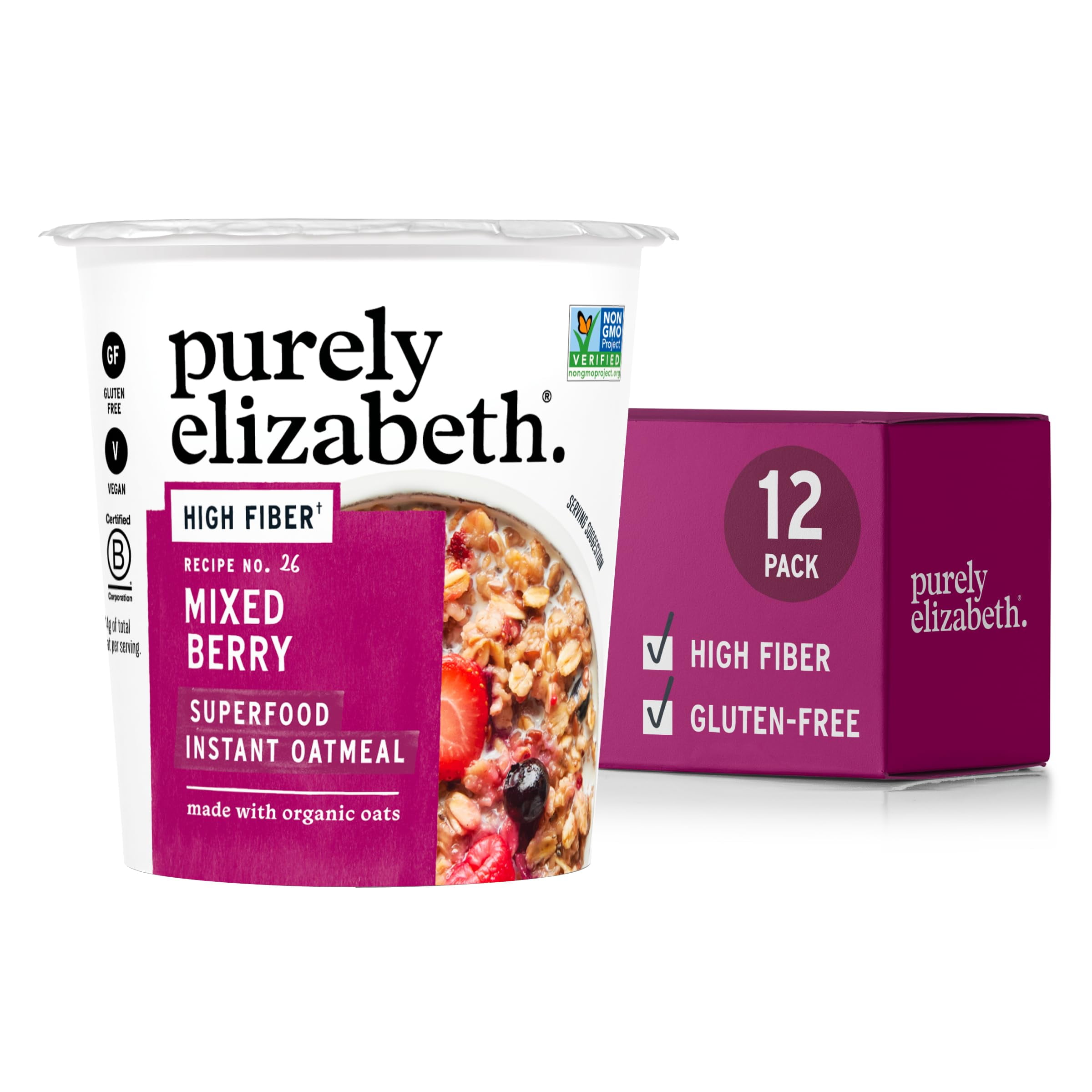 Purely Elizabeth Superfood Oatmeal OKA4 Cup with Prebiotic Fiber, Mixed ...