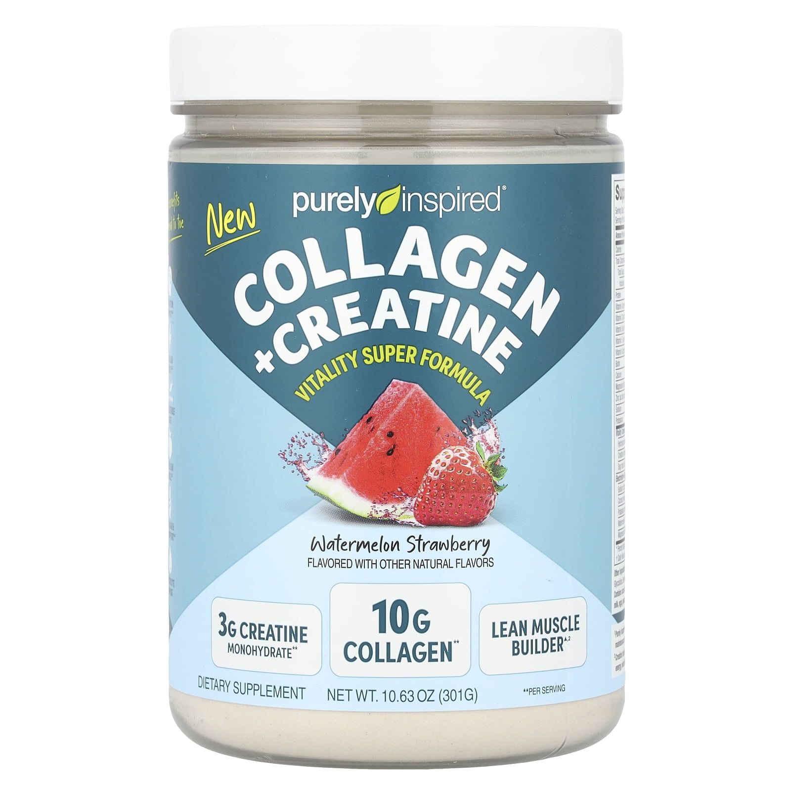 Purely Inspired Collagen + Creatine, Watermelon Strawberry, 10.63 oz ...