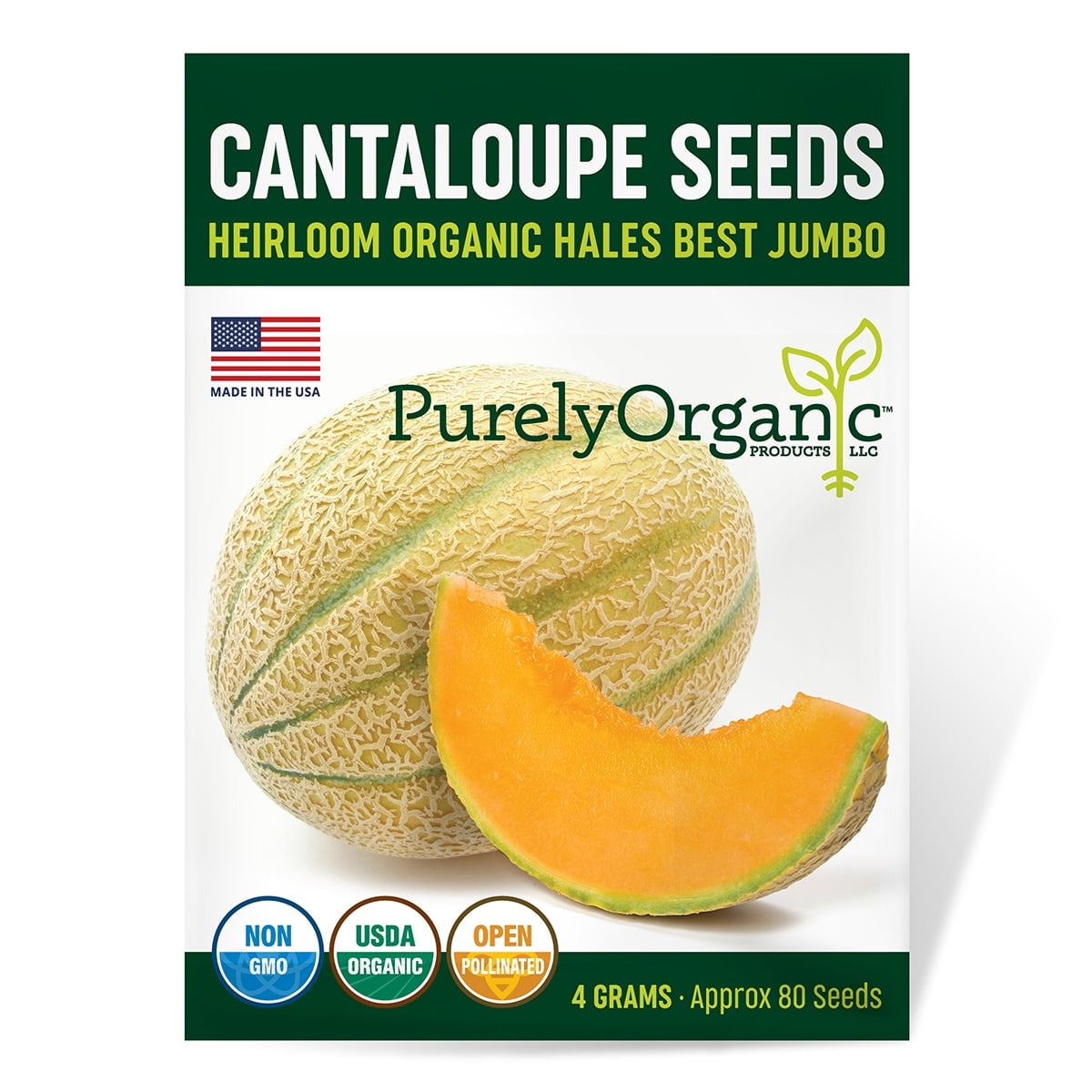 Purely Organic Hales Best Jumbo Cantaloupe Seeds - USDA Organic, Non ...