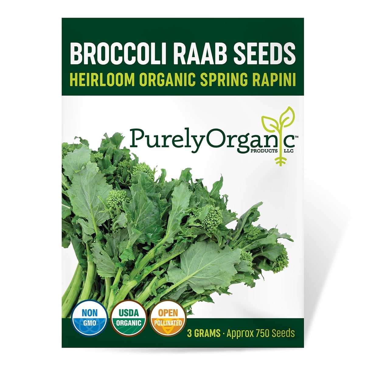 Purely Organic Spring Rapini Broccoli Raab Seeds - USDA Organic, Non ...