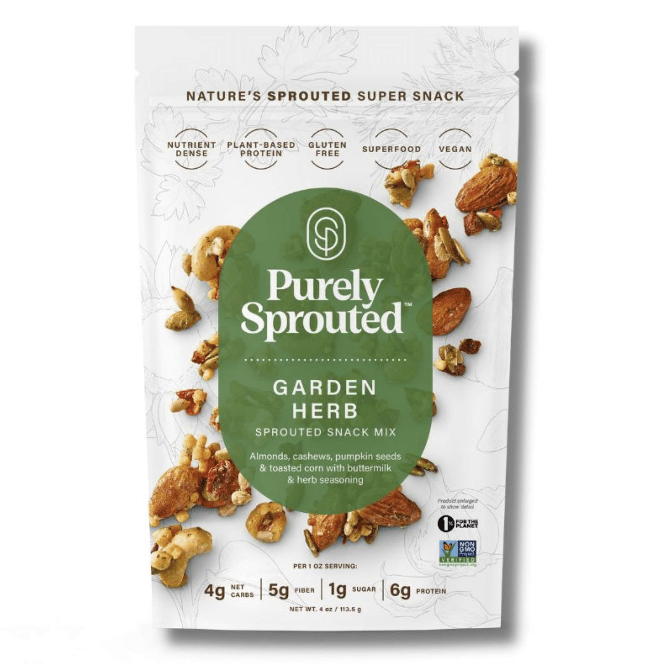 Purely Sprouted Garden Herb Snack Mix: Vegan, Gluten-Free, and Non-GMO ...