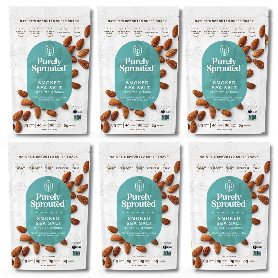 Purely Sprouted SmokedTRDN Sea Salt Sprouted Almonds: Vegan, Gluten ...