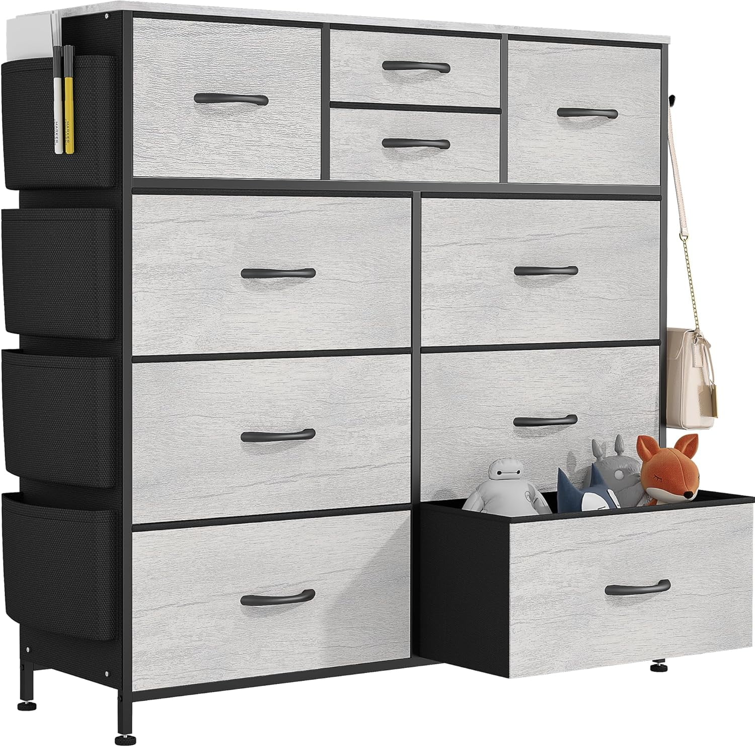 PurelyGoods 10 Drawers Dresser for Bedroom, Chest of Drawers with Side ...