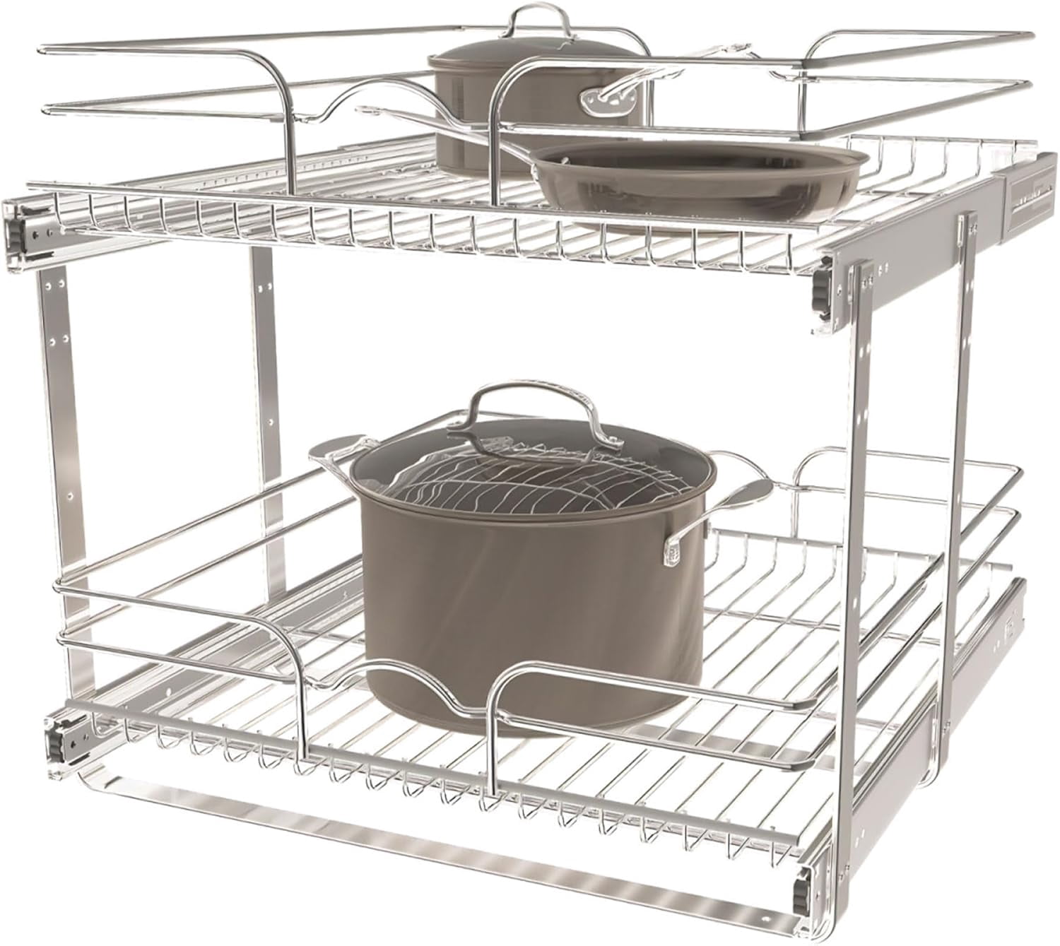 PurelyGoods 2 Tier Kitchen Cabinet Pullout Shelf and Drawer Organizer ...