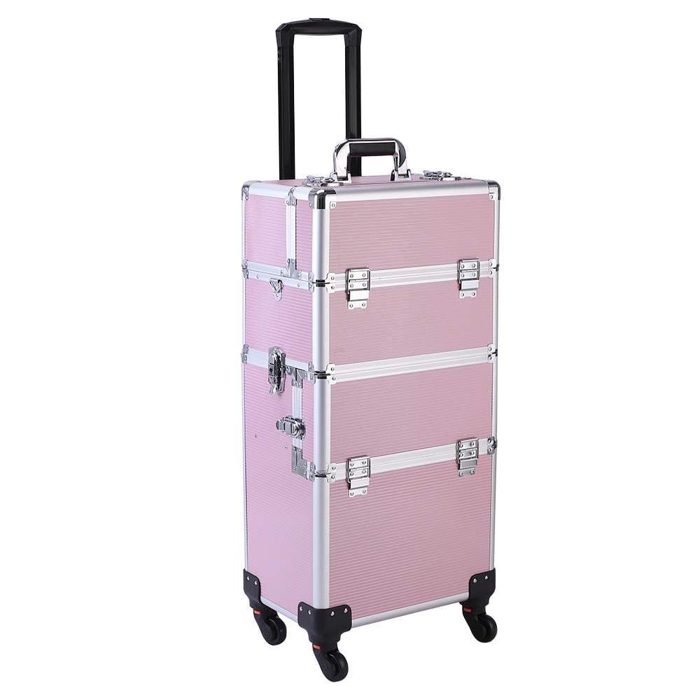 PurelyGoods 3 in 1 Rolling Makeup Train Case, Large Cosmetic Trolley ...