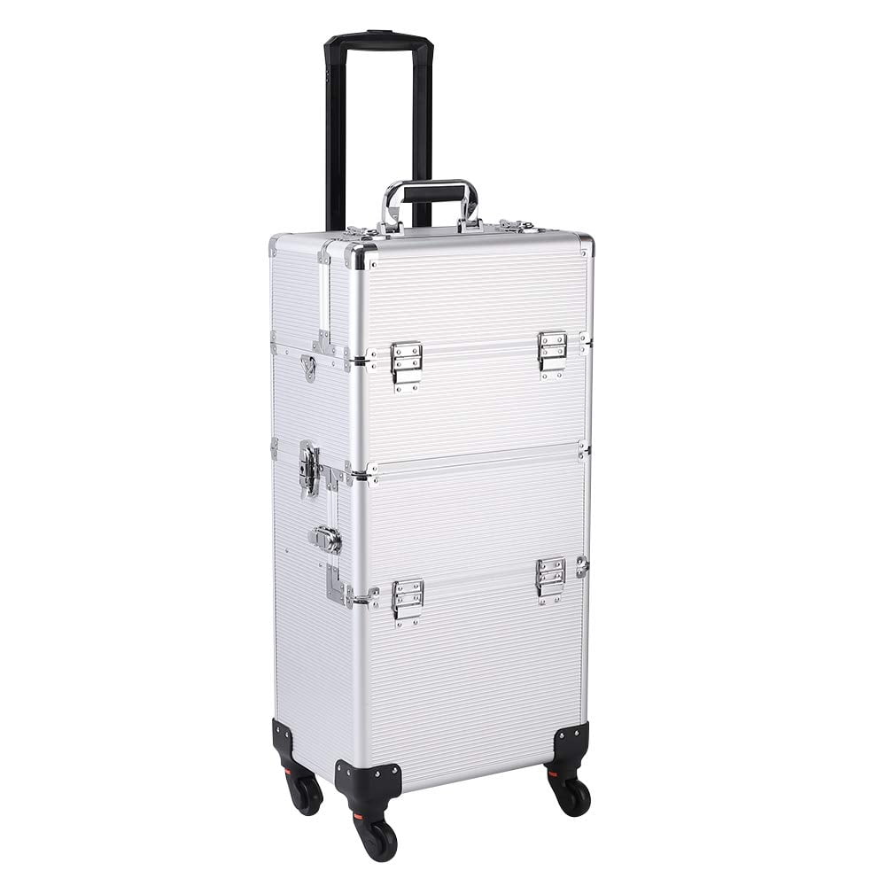 PurelyGoods 3 in 1 Rolling Makeup Train Case, Large Cosmetic Trolley ...