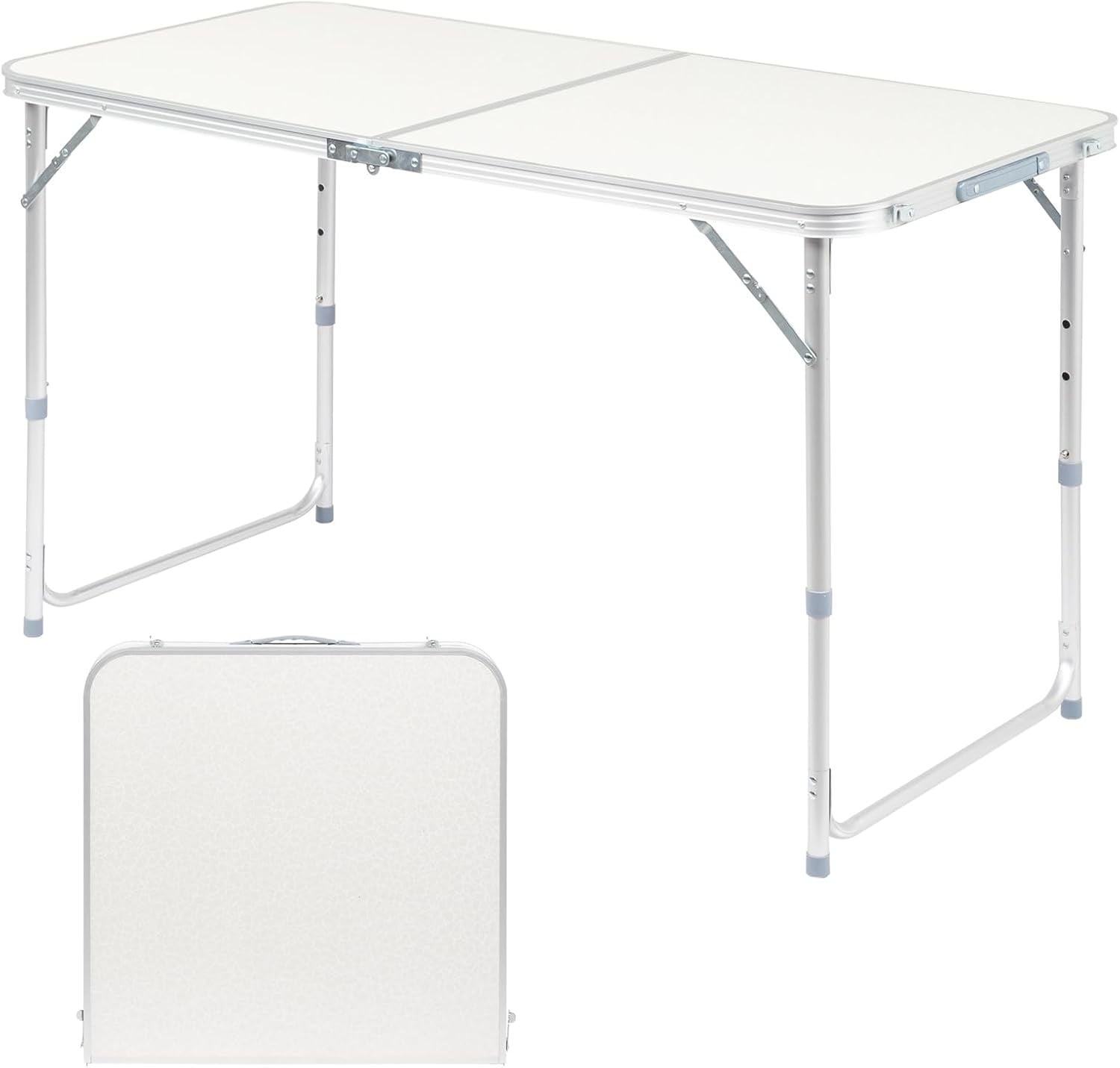 PurelyGoods 4FT 2 Folding Table with Carrying Handle Height Adjustable ...