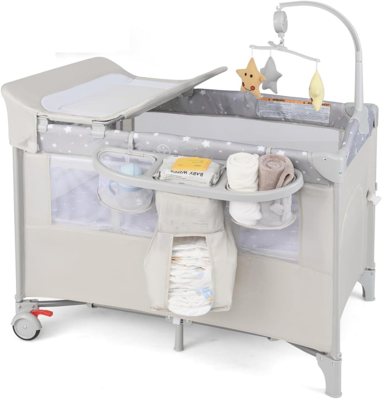 PurelyGoods 5-in-1 Pack and Play, Portable Baby Bedside Sleeper with ...