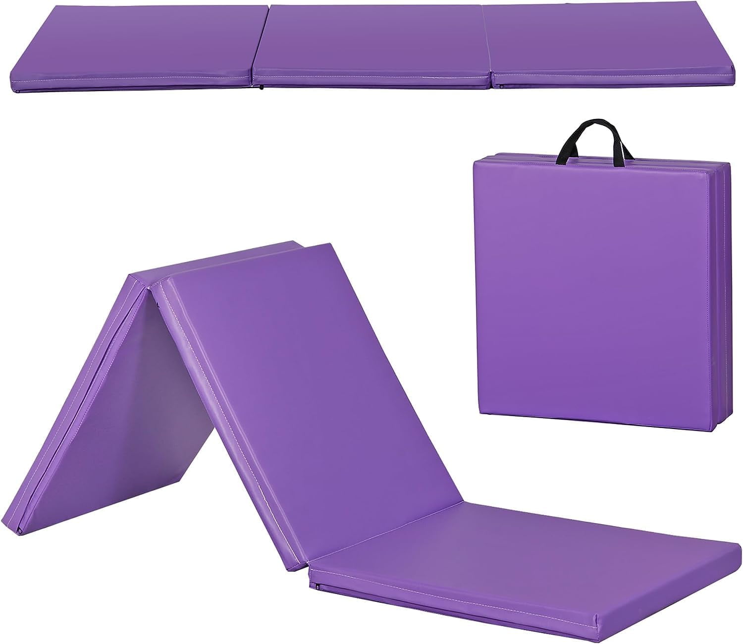 PurelyGoods 6' x 2' Tri-Fold Portable Folding Exercise Gym Mat Extra ...