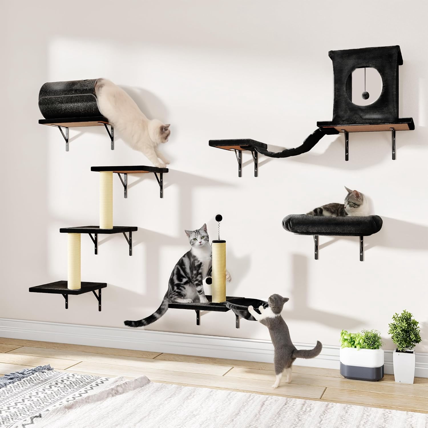 SONGMY 7-in-1 Wall Mounted Cat Climber Set, Cat Furniture Set with ...