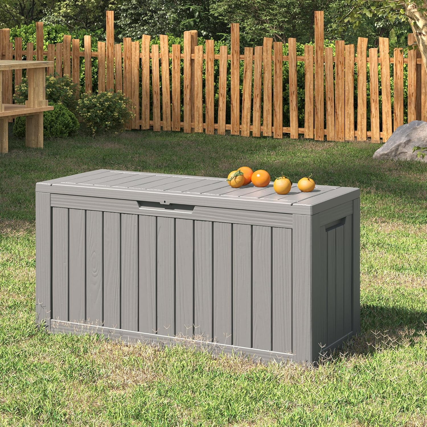 PurelyGoods 75 Gallon Outdoor Storage Box,Resin Large Sturdy Deck Box ...