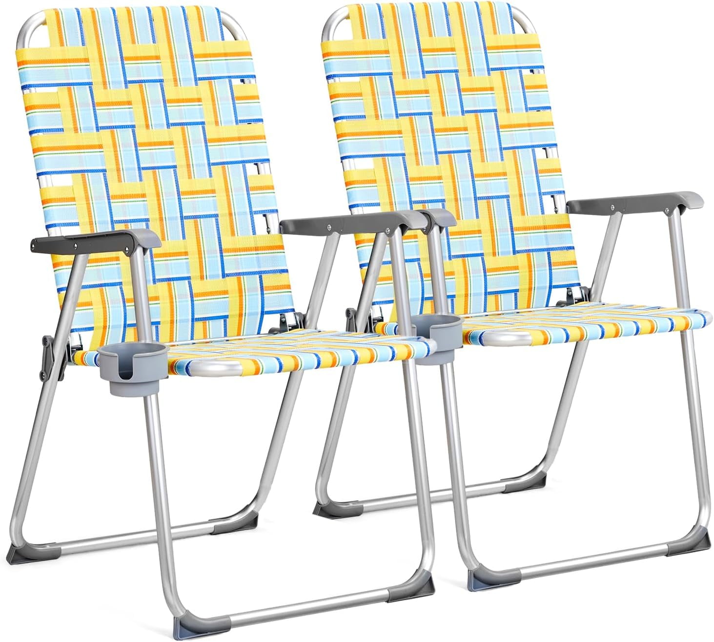 PurelyGoods Aluminum Patio Lawn Chairs Folding Set of 2 with Detachable ...