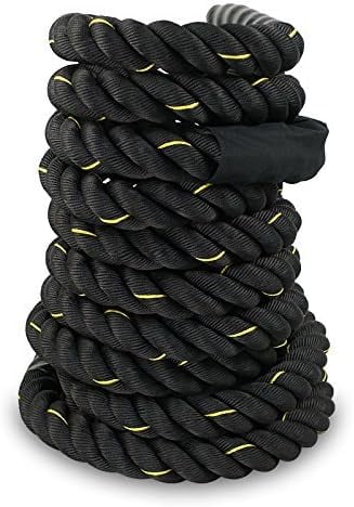 SONGMY Black Battle Rope 1.5''/2'' Width Exercise Training Workout ...
