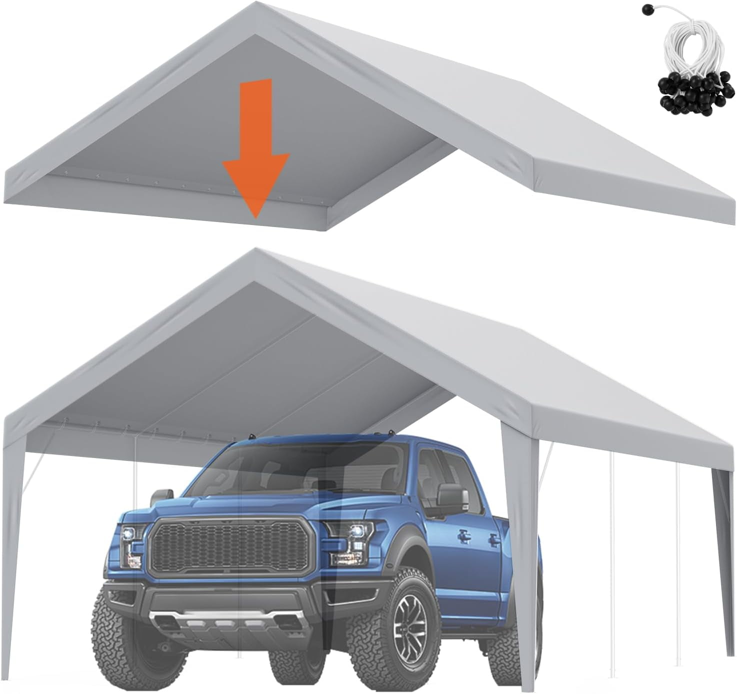 PurelyGoods Carport Replacement Canopy Cover 13 x 20 ft, Garage Top ...