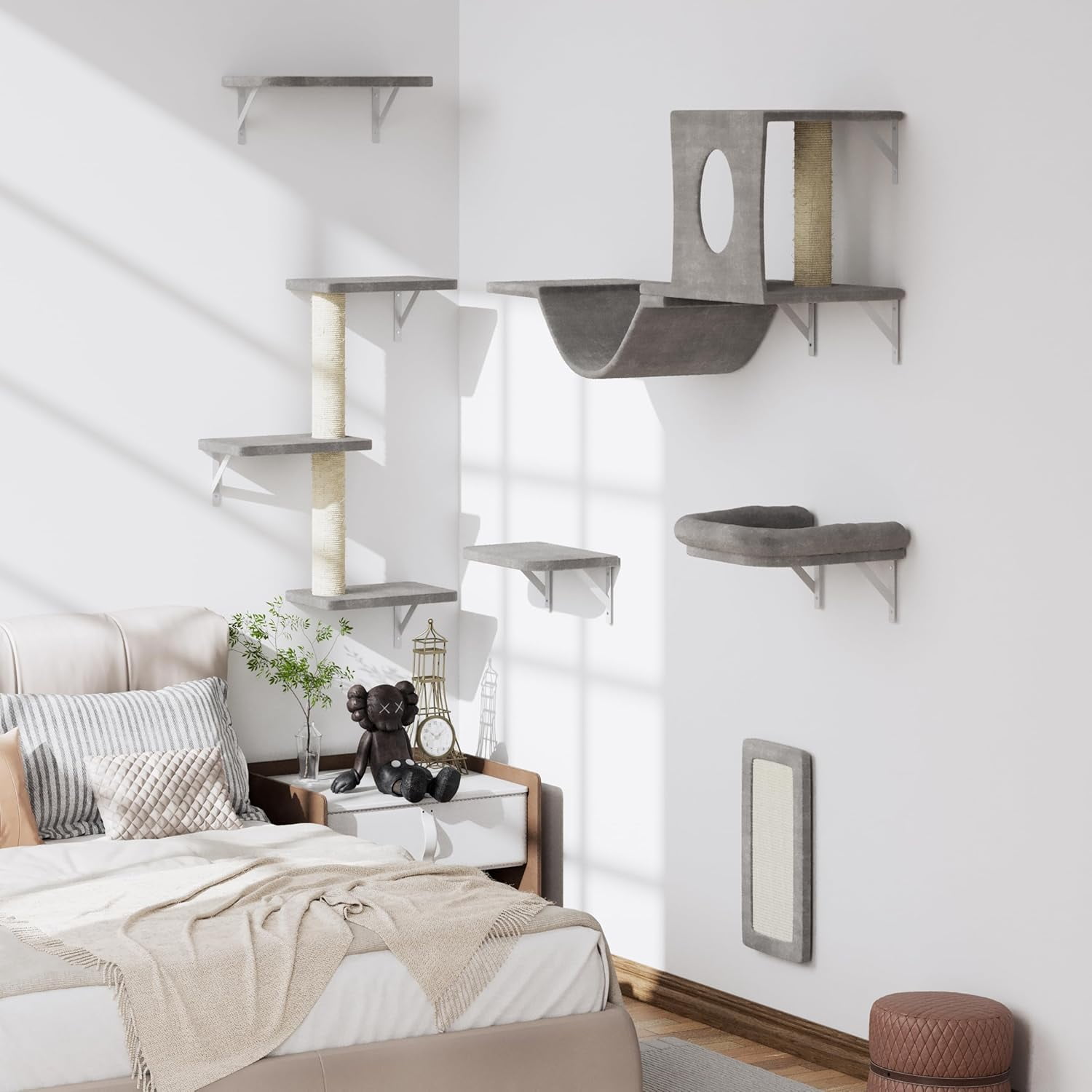 PurelyGoods Cat Wall Furniture, 6Pc Wall Mounted Cat Furniture Set with ...