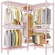 "Ulif E4 White Wire Garment Rack, Closet Organizer with 8 Shelves & 4 ...