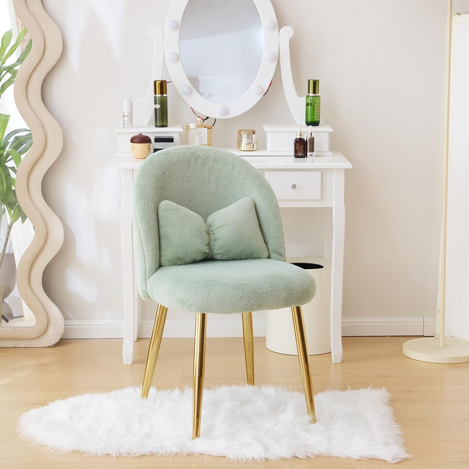 PurelyGoods Girls Vanity Chair with Back,Cute Small Desk Chair No ...