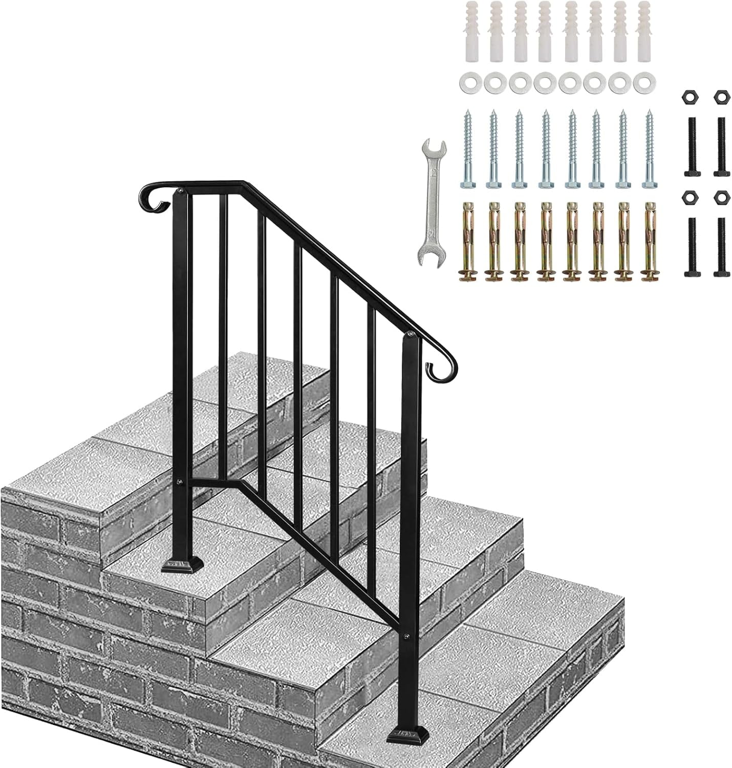 PurelyGoods Handrails for Outdoor Steps, Stair Handrail Fits 2 to 3 ...