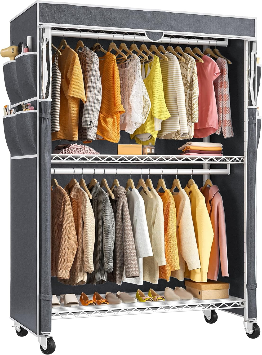 PurelyGoods Heavy Duty Clothes Rack with Cover Clothing Racks for ...