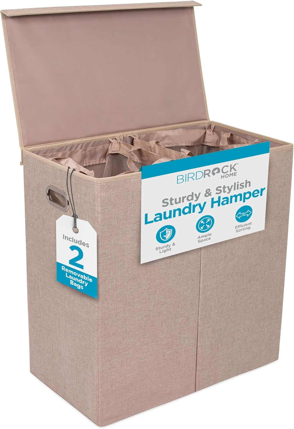 PurelyGoods Laundry Hamper with Lid | Removable Bags for Sorting ...