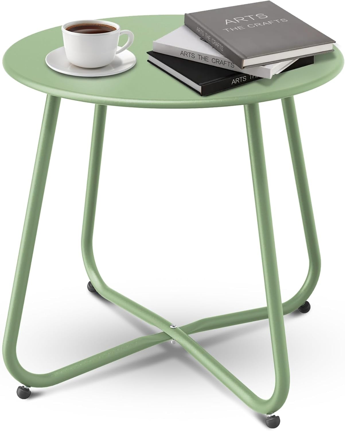 SONGMY Patio Side Table Waterproof Round Metal Steel Weather Resistant ...