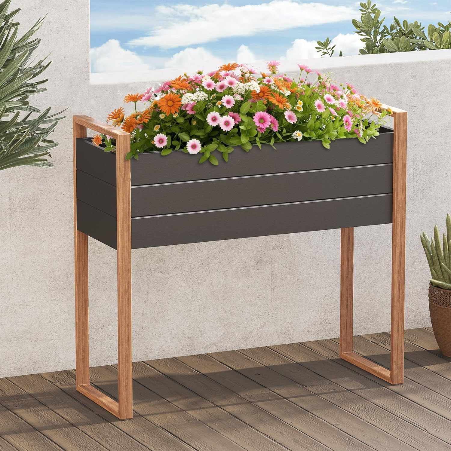 PurelyGoods Raised Garden Bed with Legs, Metal Elevated Planter Box ...
