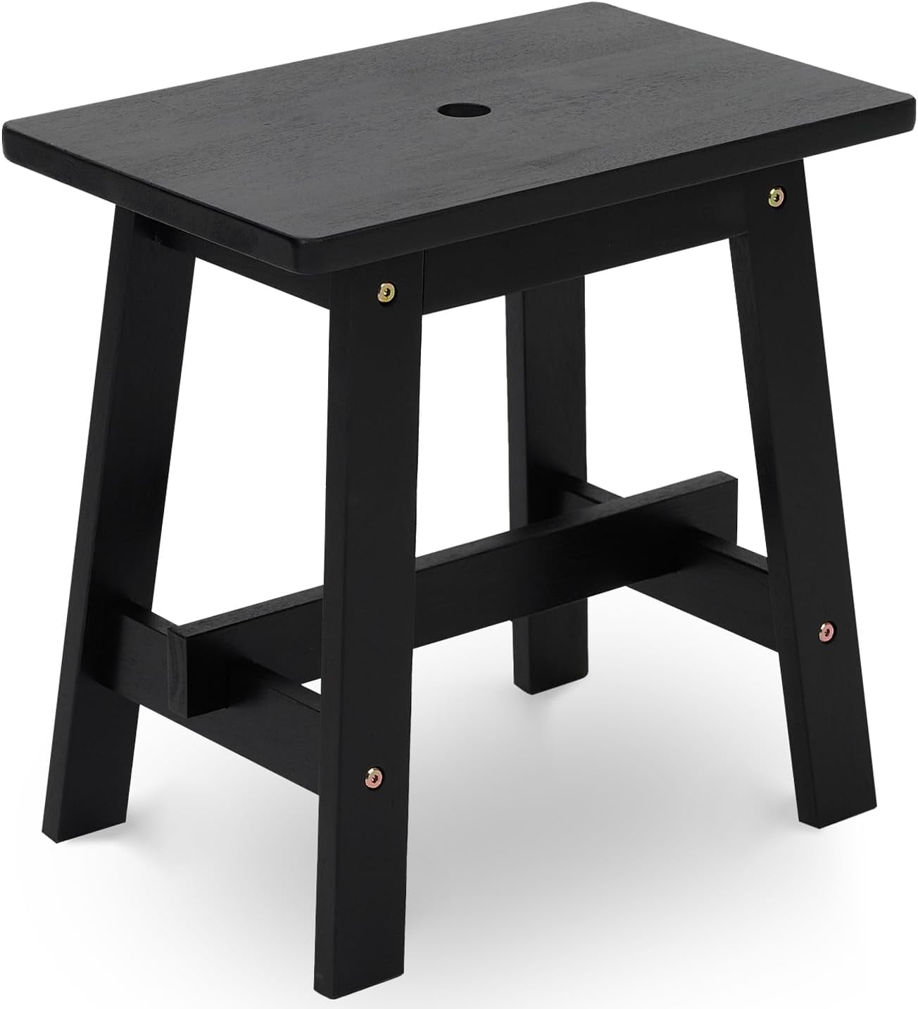 PurelyGoods Rectangular Acacia Wood Stool, Small Bench Seat, 18 Inch ...