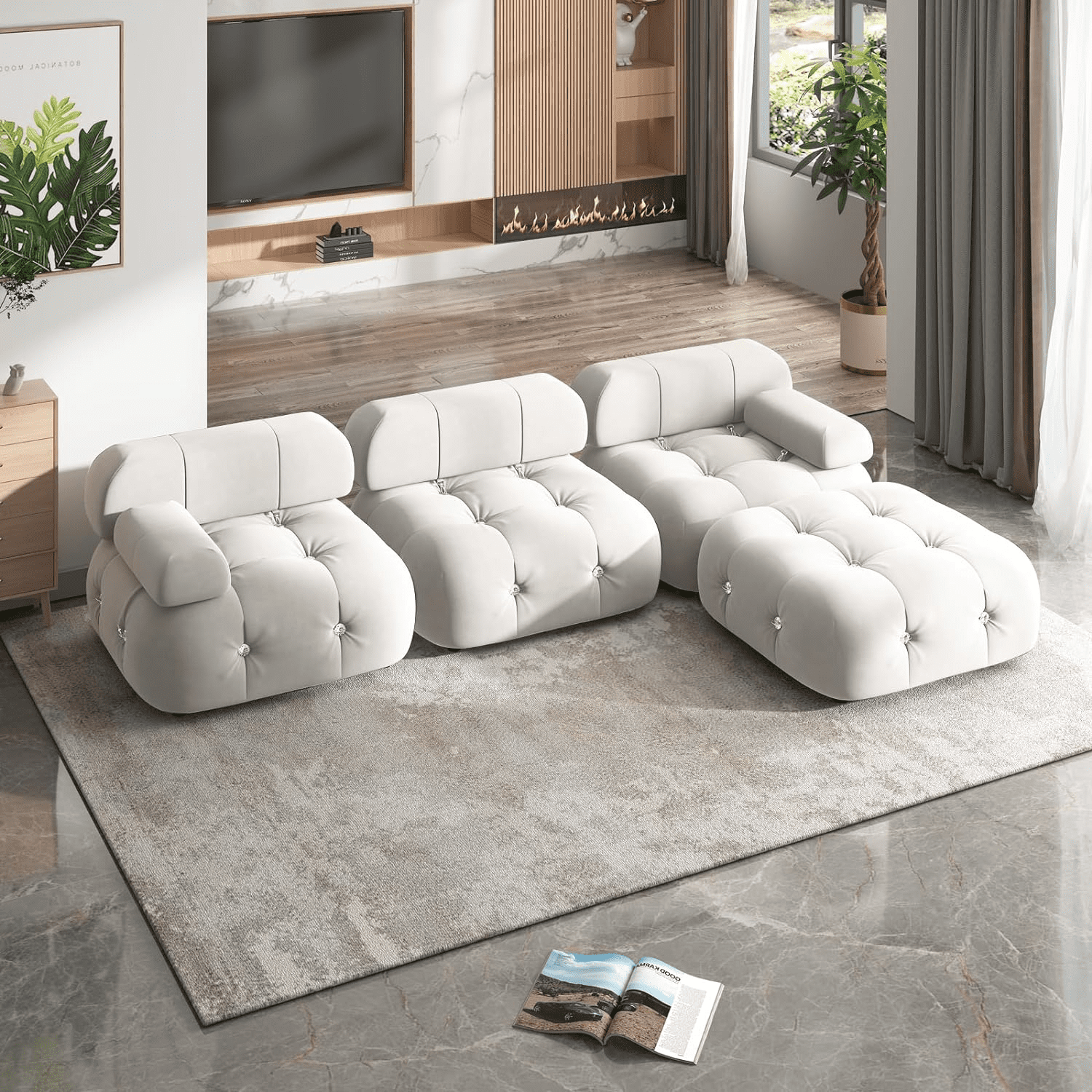Puremind 103"Modular Sectional Sofa,4-Seater Sofa for Living Room ...